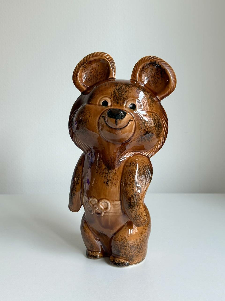 Статуэтка "Олимпийский мишка" ЗИК СССР. Фаянс. Кракелюр. Высота: 28 см.