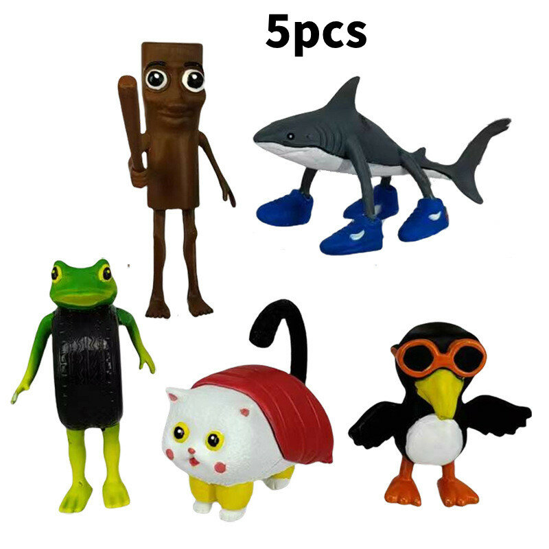 Italian brainrot al pvc набор кукольных рук с акулами и деревянной бочкой для декора игровой комнаты 5шт