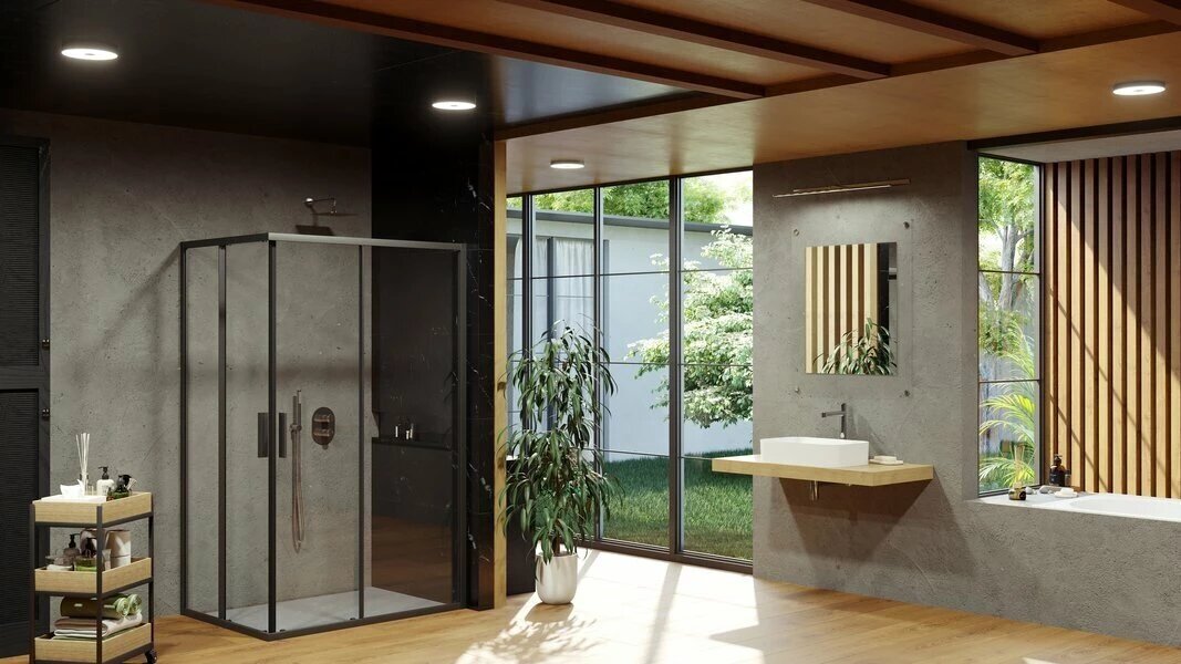 Душевая дверь Blix Slim BLSRV2K-80 черный+транспарент (часть 1/2)