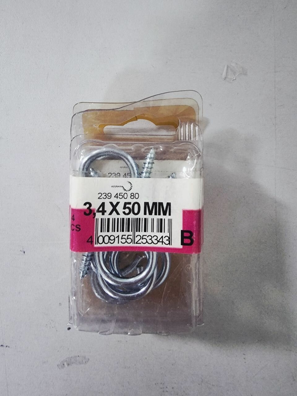 Шуруп крюк-кольцо крепежный 3,4*50 (4 шт-1упк*3 упк ) SWG, Германия
