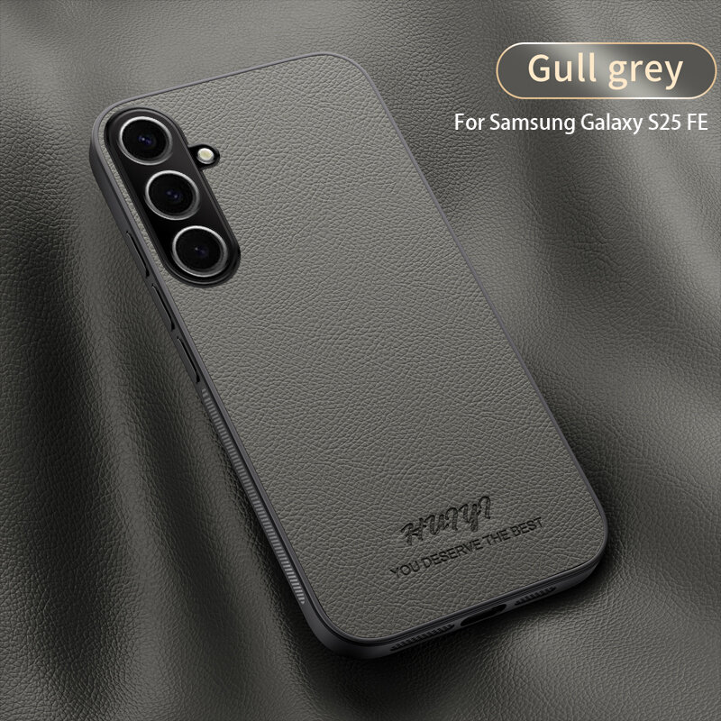 Чехол для Samsung Galaxy S25FE / Самсунг Галакси С25ФЕ антиударный Защитная оболочка, кожа поверхность, OблoЖкa, искусственная кожа, защита камеры, ударопрочный, Samsung, Samsung Galaxy S25FE, gray