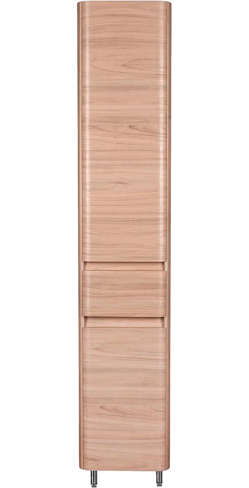 Шкаф-пенал для ванной Style Line Атлантика 35 L с бельевой корзиной, подвесной, напольный, 35 см, светлое дерево, матовый, с ящиком, с дверками, из МДФ