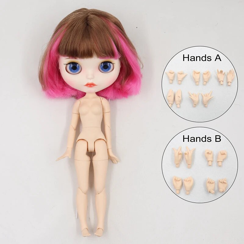 Кукла Blyth 1/6, 30 см, бежевый, белая матовая кожа, розово-каштановые волосы