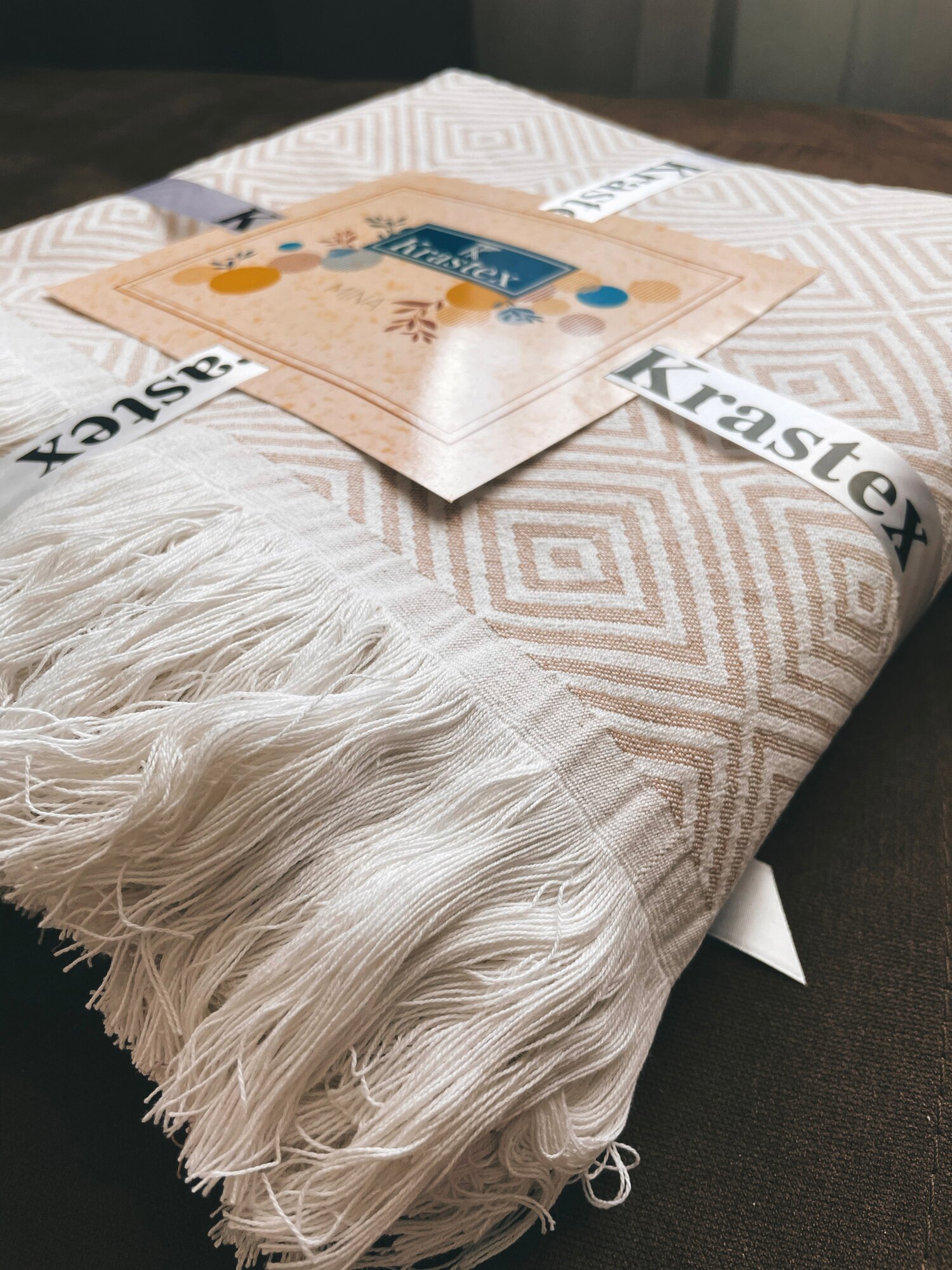 Плед-покрывало Krastex Mina, хлопок 100%, цвет бежевый, 210x155