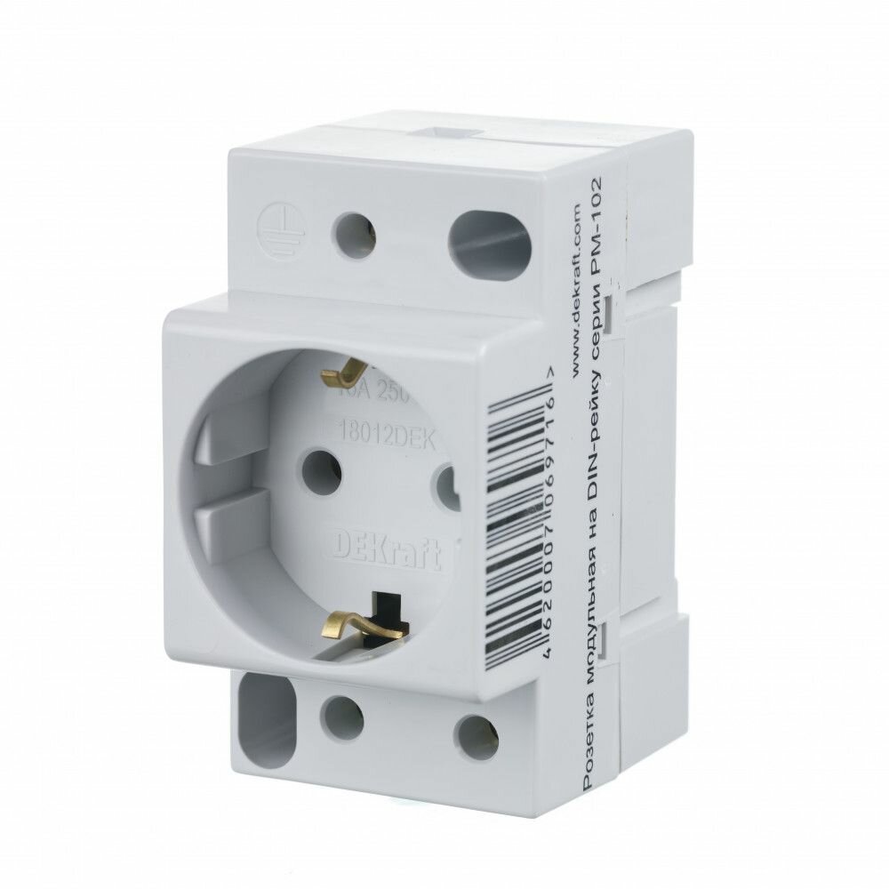 Розетка щитовая 16А 220В с заземлением на DIN-рейку РМ-102 DEKraft