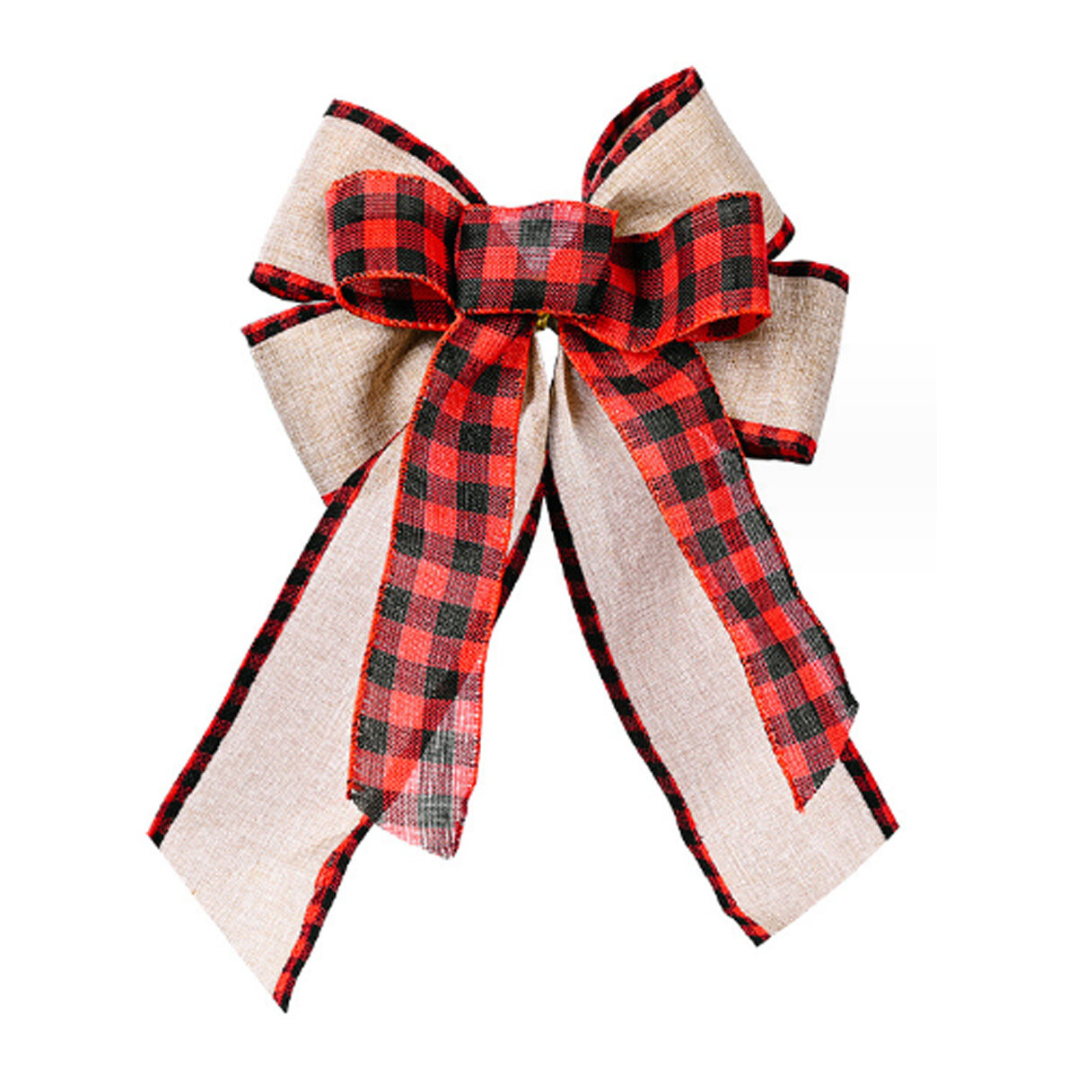 Рождественские гирлянды для елки с елочными украшениями, бантами для украшения елки из мешковины (красные)