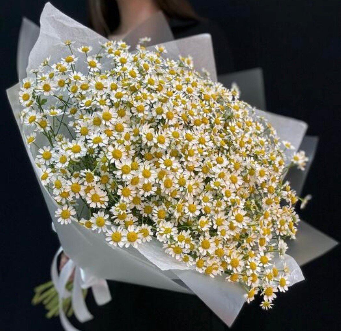 Монобукет «Цветочное поле» пышные кустовые ромашки (25 веток)