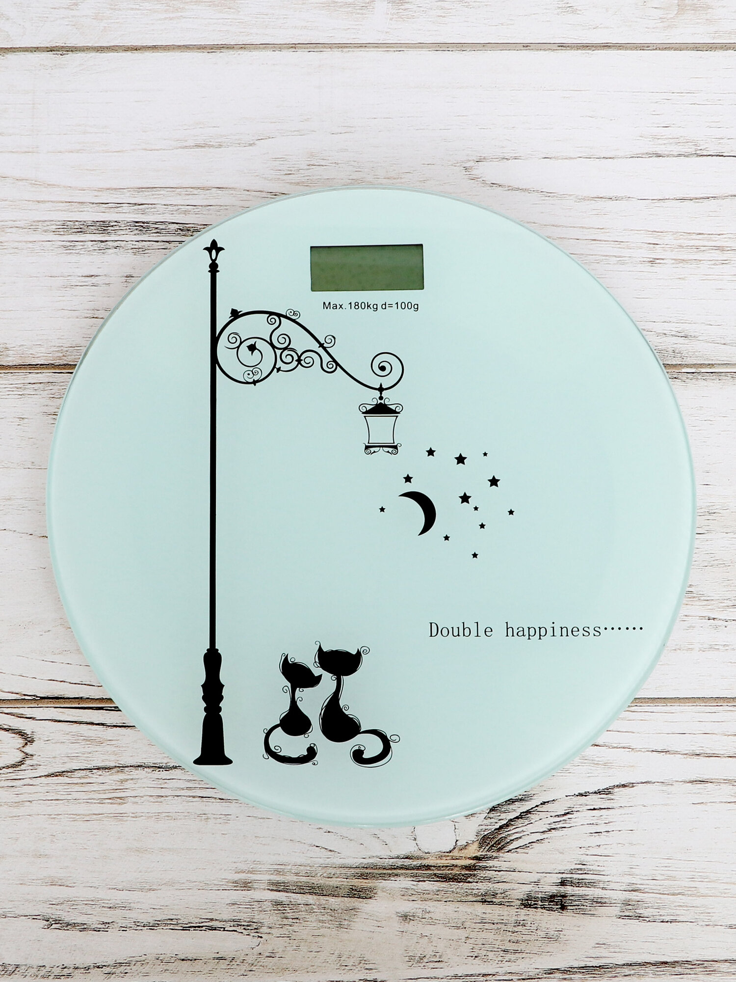 Весы напольные "Котики", белые, круглые, электронные, стеклянные с рисунком, подарок женщине