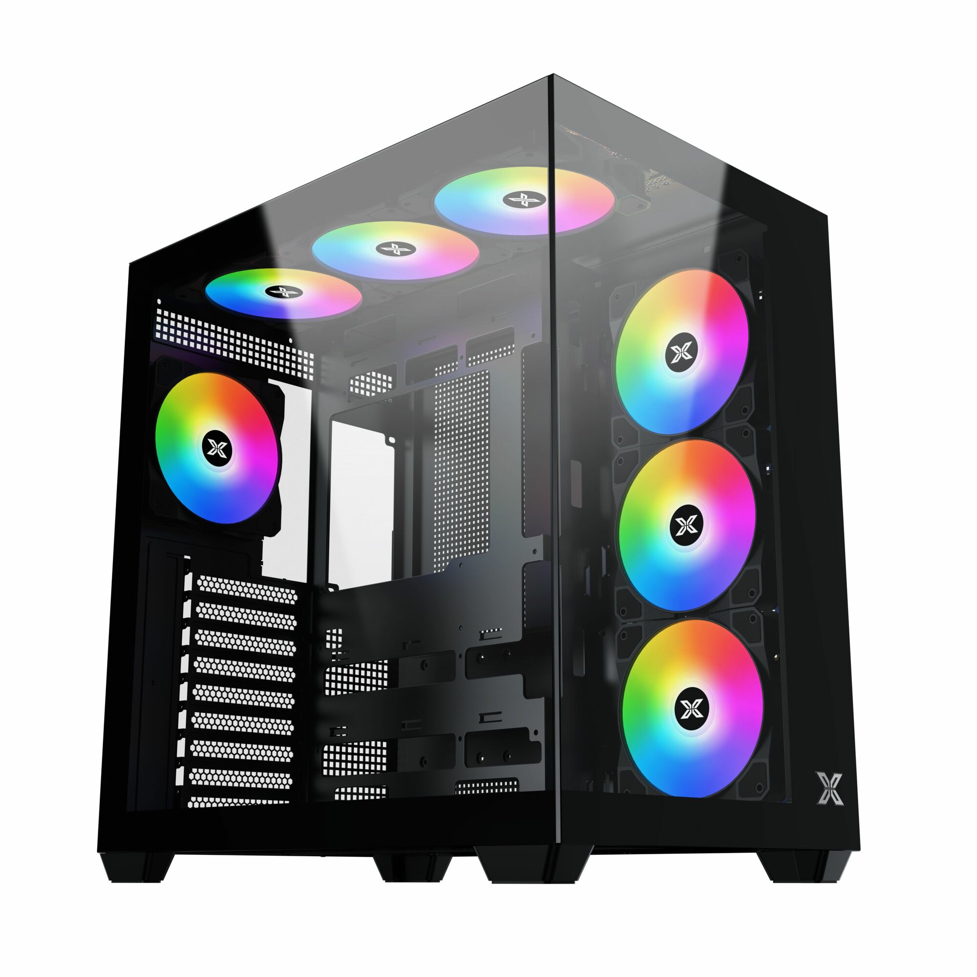Корпус Xigmatek Aqua V Air Black Mid-Tower ATX, 7 предустановленных вентиляторов, закаленное стекло, мощная вентиляция