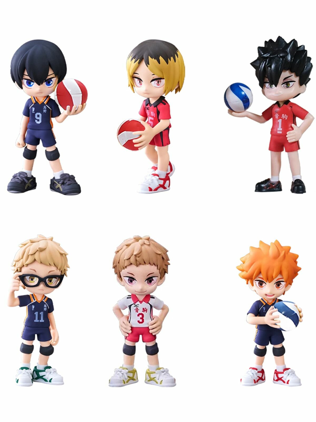 Фигурки аниме Волейбол! шоё хината/Shoyo Hinata, Tobio Kageyama, Kuroo Tetsurou, Tsukishima Kei, Kozume Kenma, Yaku Morisuke Figures(набор 6 шт) Подарки для болельщиков