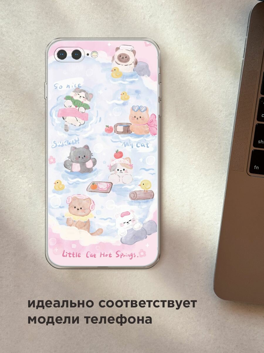 Чехол на Apple iPhone 7 Plus / Айфон 7 Плюс с принтом "Котики на источниках" — фото 1