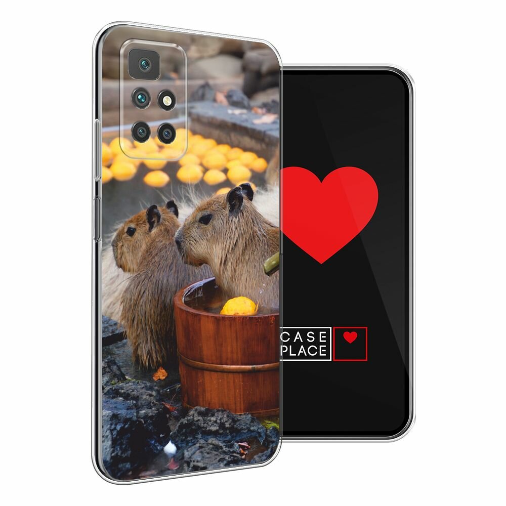 Чехол на Xiaomi Redmi 10 / Сяоми Редми 10 с принтом "Капибары отмокают" — фото 1