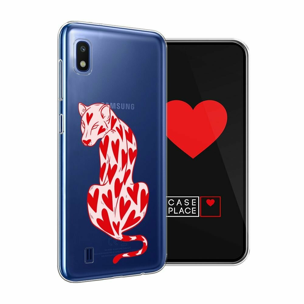 Чехол на Samsung Galaxy A10 / Самсунг Галакси А10 с принтом "Heart panther 2 - 14 февраля", прозрачный — фото 1