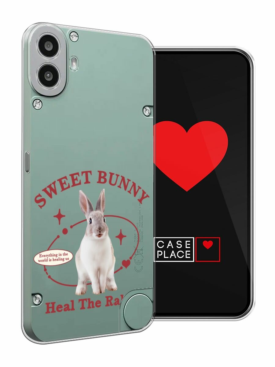 Чехол на CMF Phone 1 / CMF Фон 1 с принтом "Heal the rabbit", прозрачный — фото 1