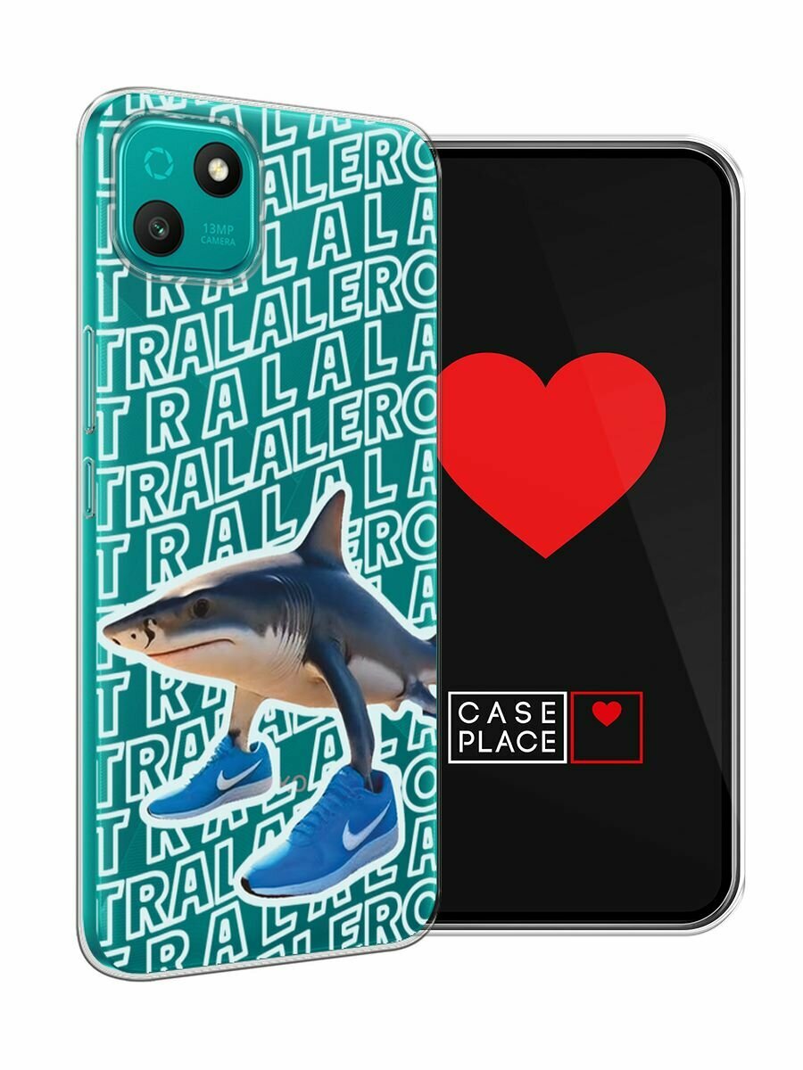 Чехол на Wiko T10 / Вико Т10 с принтом "Тралалеро тралала 2", прозрачный — фото 1