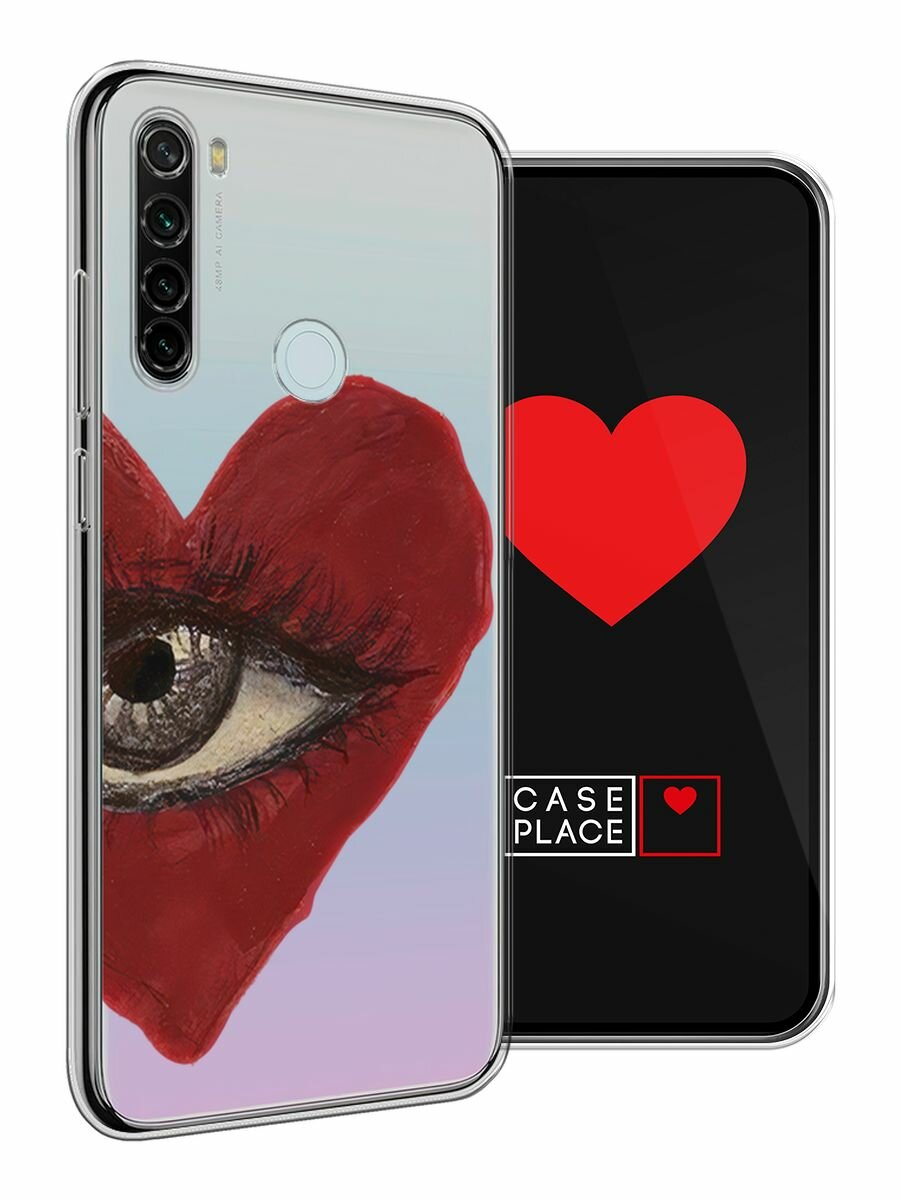 Чехол на Xiaomi Redmi Note 8T / Сяоми Редми Нот 8Т с принтом "Большое сердце с глазом", прозрачный — фото 1