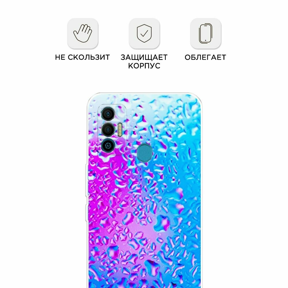 Чехол на Tecno Spark 7 / Техно Спарк 7 с принтом "Капли на стекле" — фото 1
