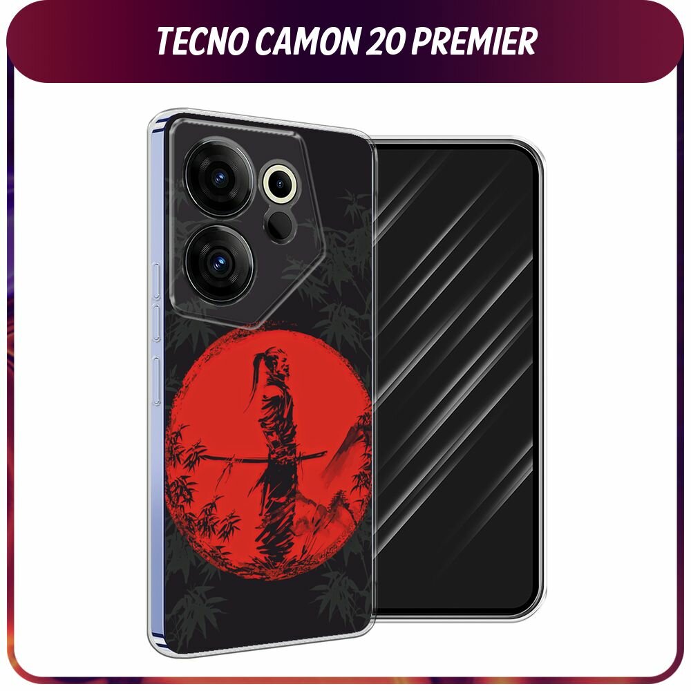 Чехол на Tecno Camon 20 Premier / Текно Камон 20 Премьер с принтом "Самурай на красном фоне"