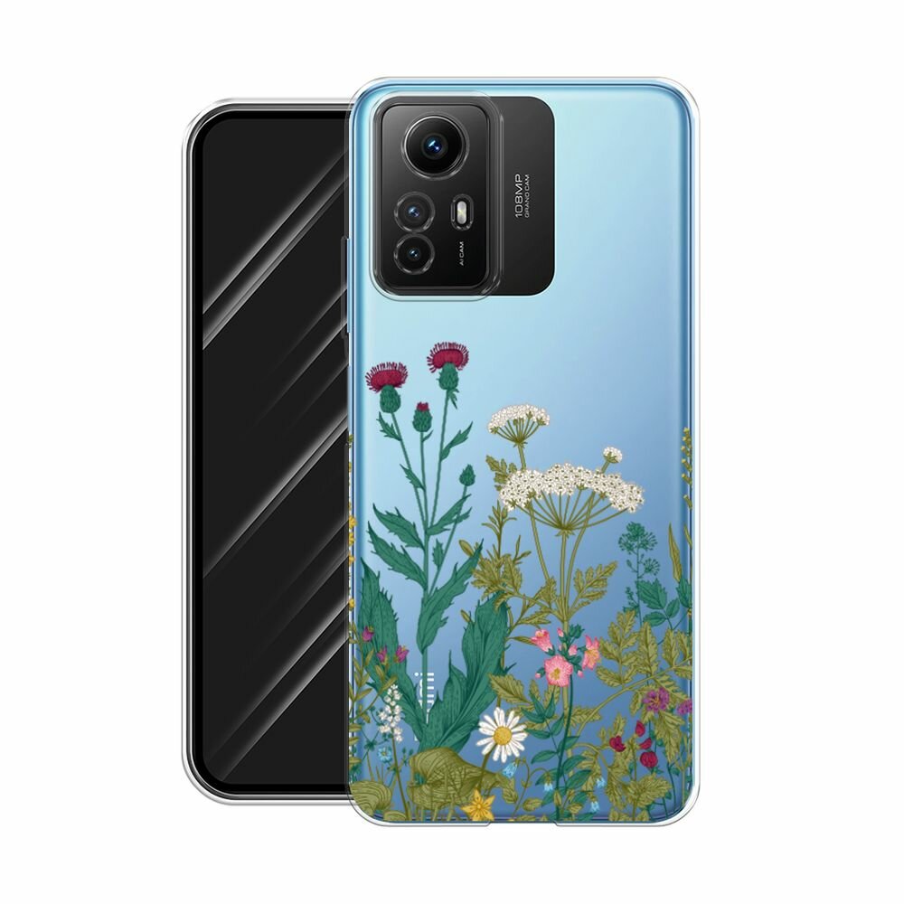 Чехол на Xiaomi Redmi Note 12S / Сяоми Редми Ноут 12S с принтом "Дикие полевые цветы", прозрачный — фото 1
