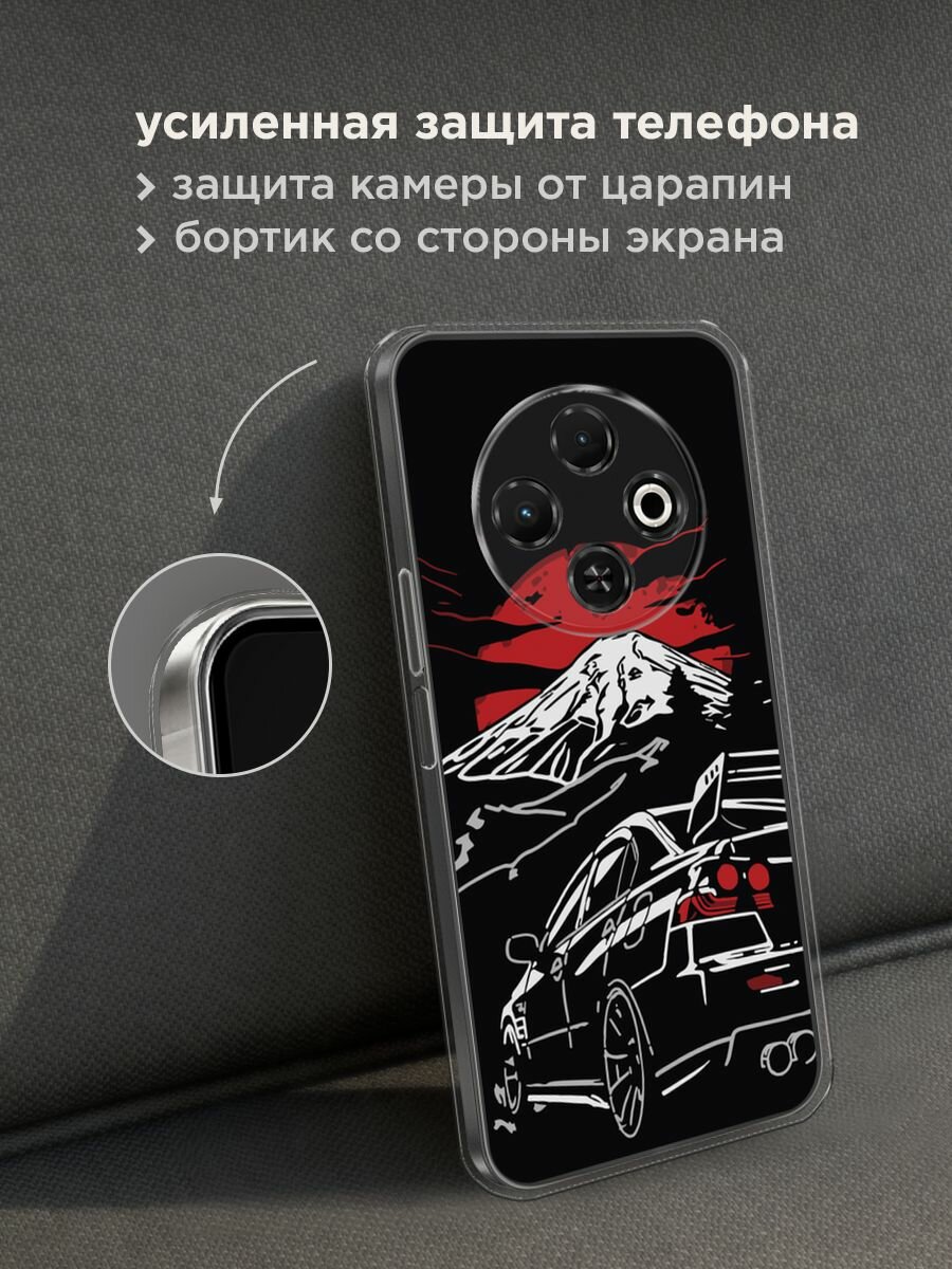 Чехол на Tecno Spark 30C / Текно Спарк 30C с принтом "Машина в горах JDM" — фото 1