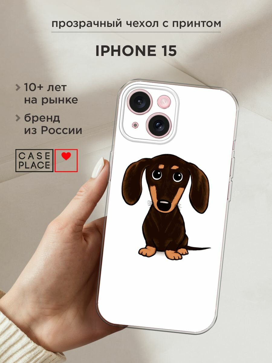 Чехол на Apple iPhone 15 / Айфон 15 с принтом "Маленькая такса"