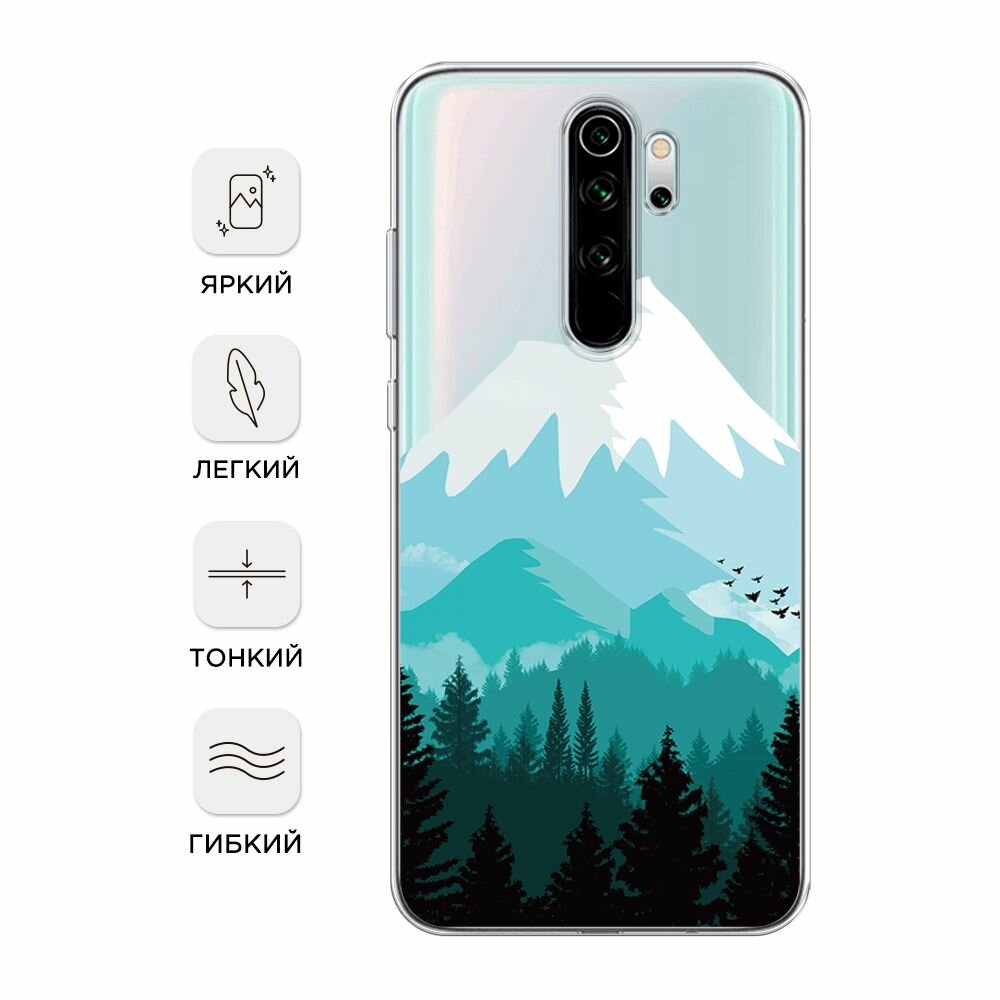 Чехол на Xiaomi Redmi Note 8 Pro / Сяоми Редми Нот 8 Про с принтом "Синяя снежная гора", прозрачный — фото 1