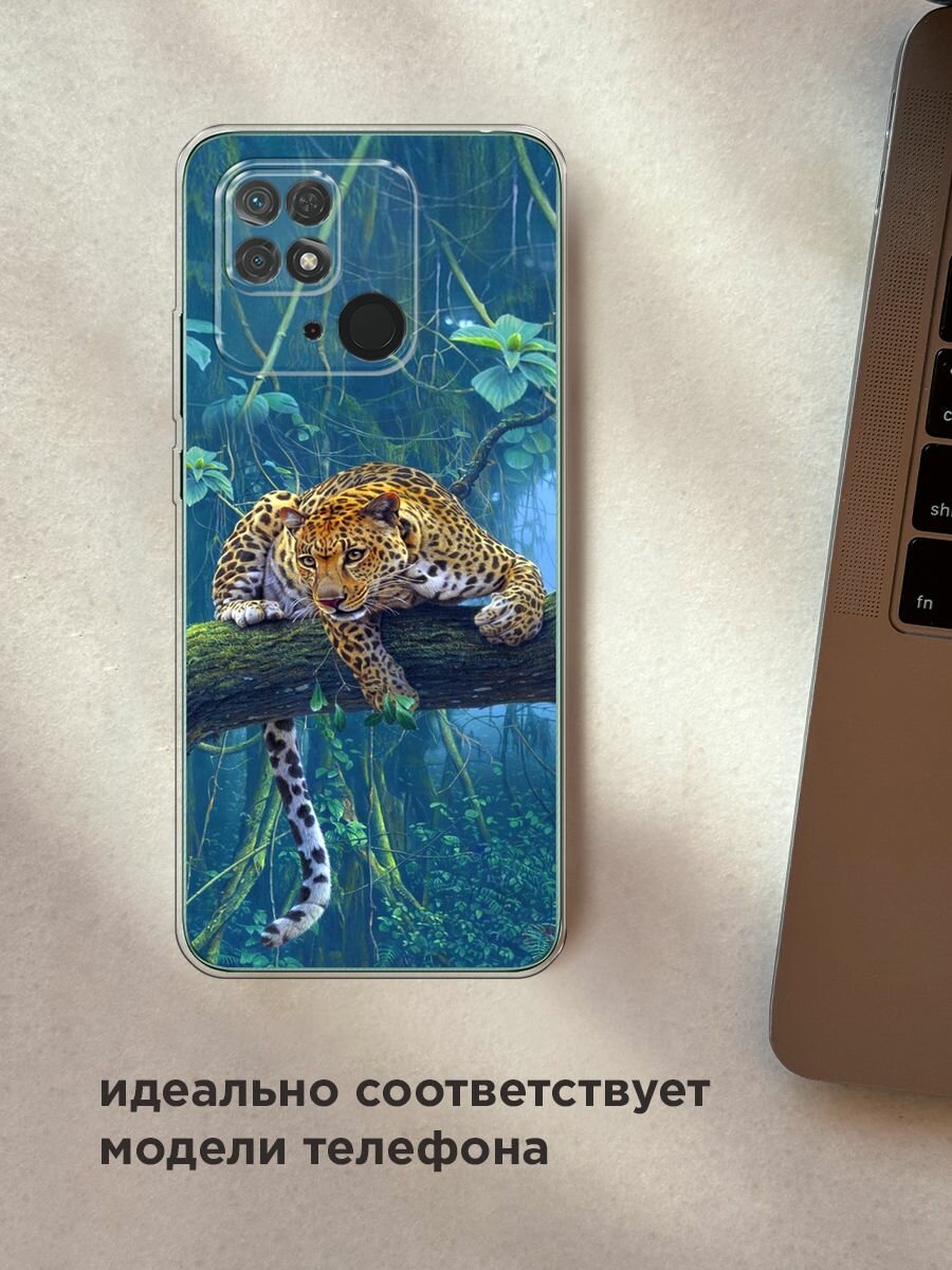 Чехол на Xiaomi Redmi 10C / Сяоми Редми 10C с принтом "Леопард охотник" — фото 1