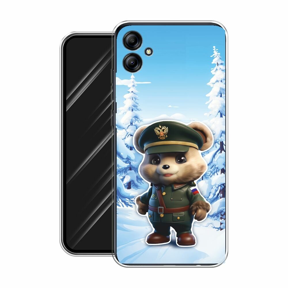 Чехол на Samsung Galaxy A04e / Самсунг A04e с принтом "Мишка в форме 1 - 23 февраля" — фото 1