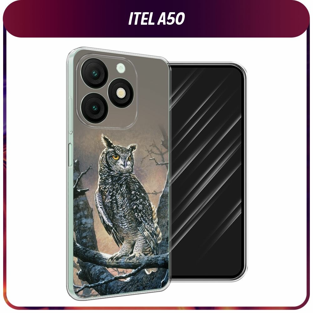Силиконовый чехол на Itel A50 / Ител А50 с принтом "Сова арт 5"