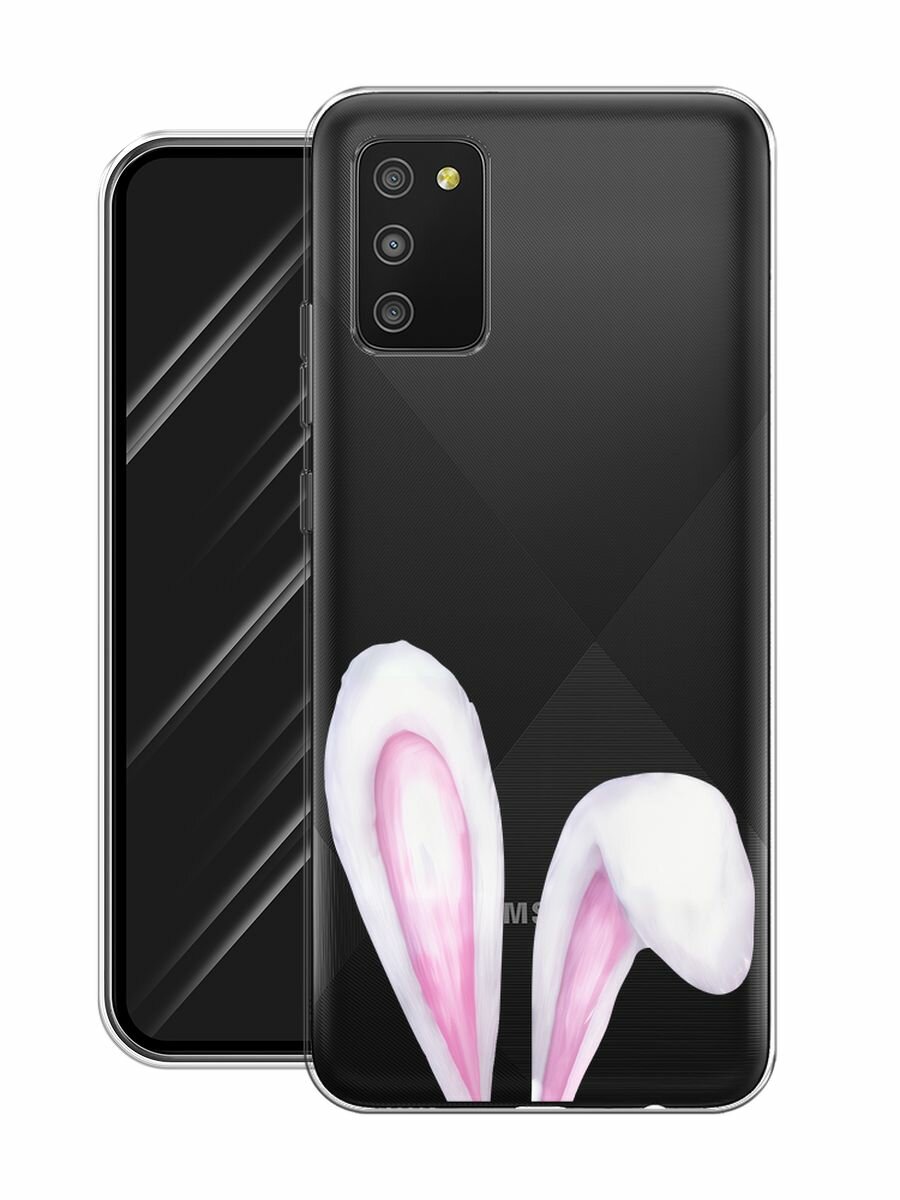Чехол на Samsung Galaxy A02s / Самсунг Галакси A02s с принтом "Кроличьи уши 2", прозрачный — фото 1