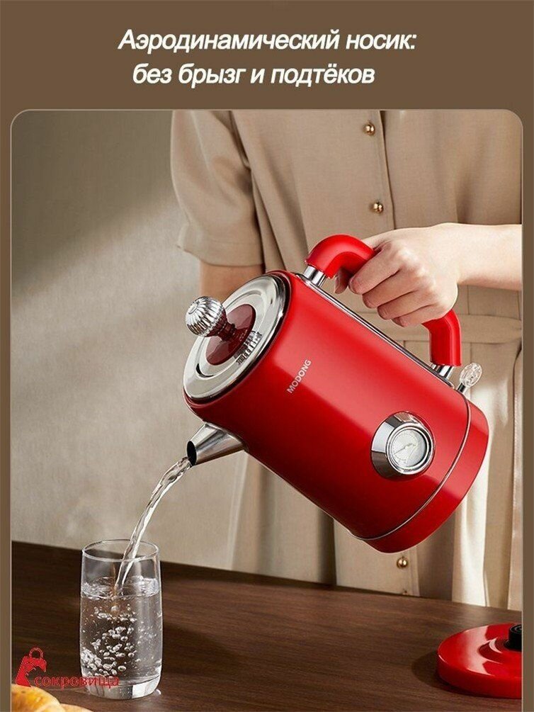 Электрический чайник Ретро-Люкс стиль и технология в каждой детали! красный