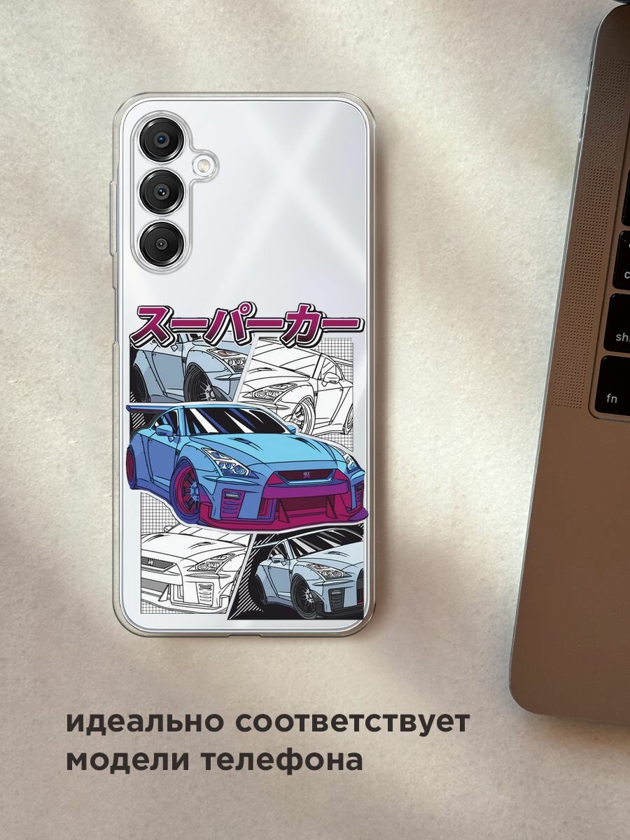 Чехол на Samsung Galaxy A16 / Самсунг А16 с принтом "JDM коллаж", прозрачный — фото 1