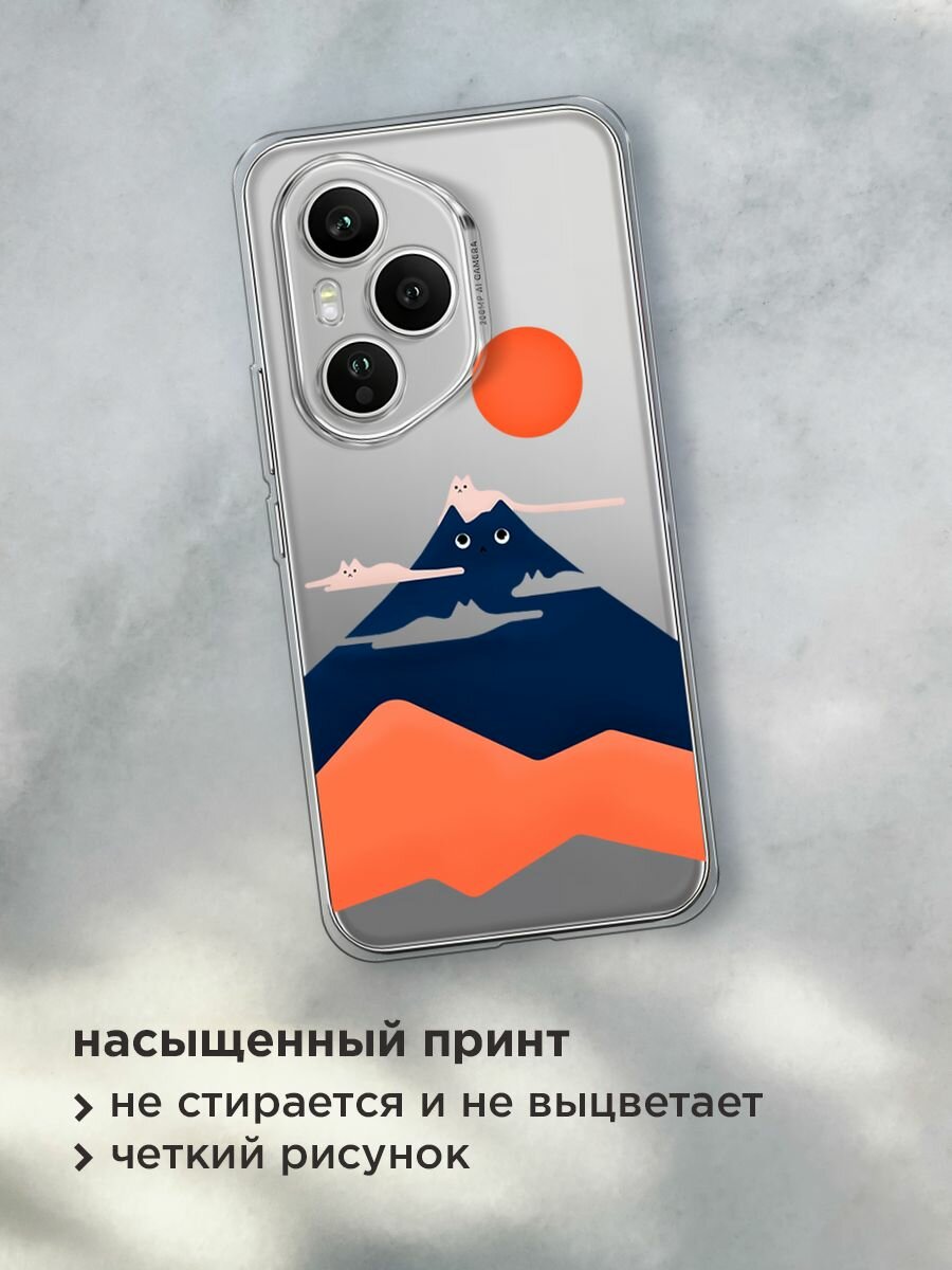 Чехол на Honor 400 Pro / Хонор 400 Про с принтом "Кот-гора", прозрачный — фото 1