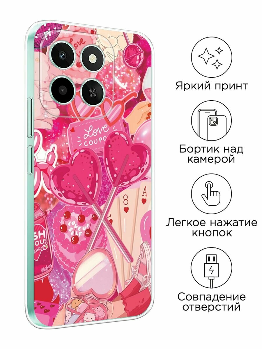 Чехол на Honor X6c / Хонор X6c с принтом "Love coupon - 14 февраля" — фото 1