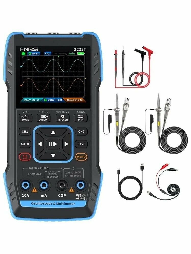 Расширенная конфигурация - двухканальный FNIRSI2C23T, версия "три в одном", поддержка русского языка