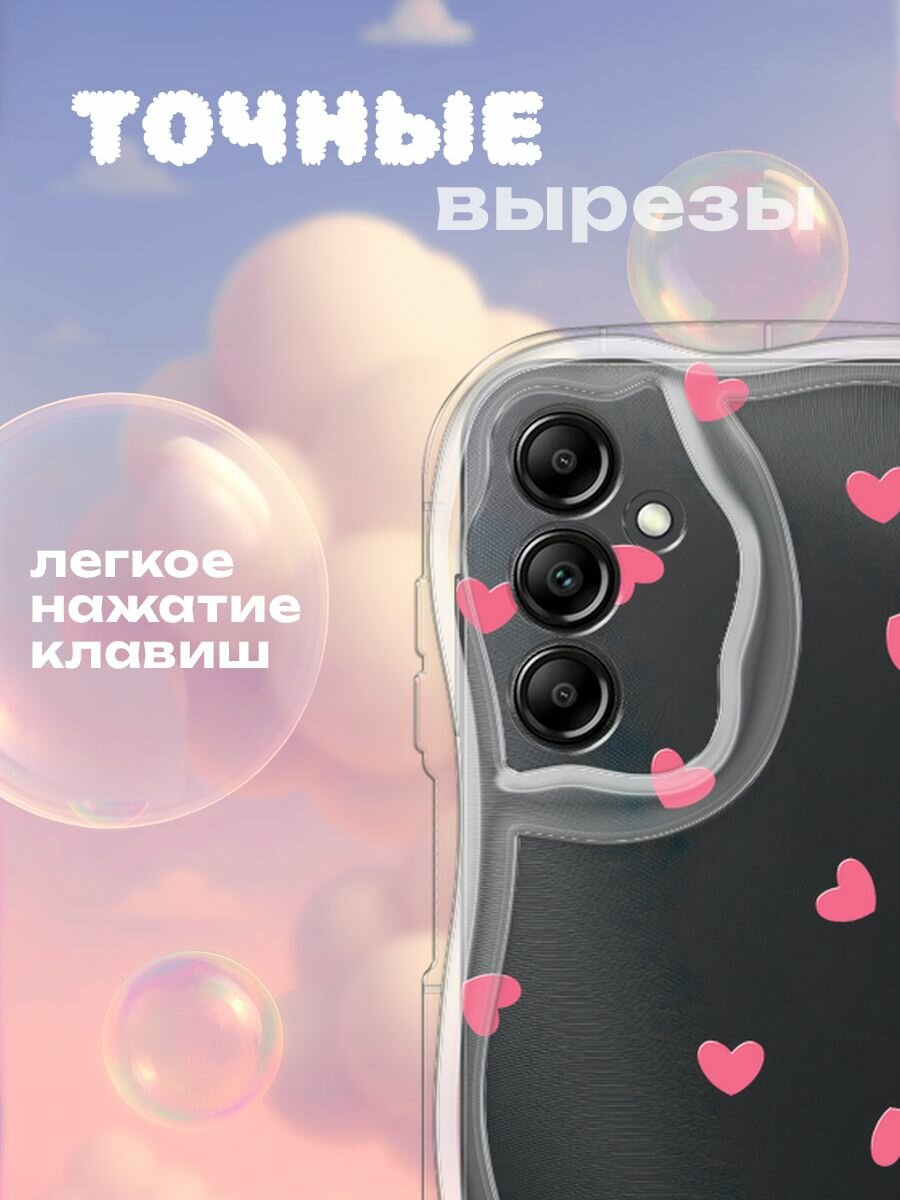Чехол на Samsung Galaxy A15 / Самсунг А15 с принтом Паттерн розовые сердечки — фото 1