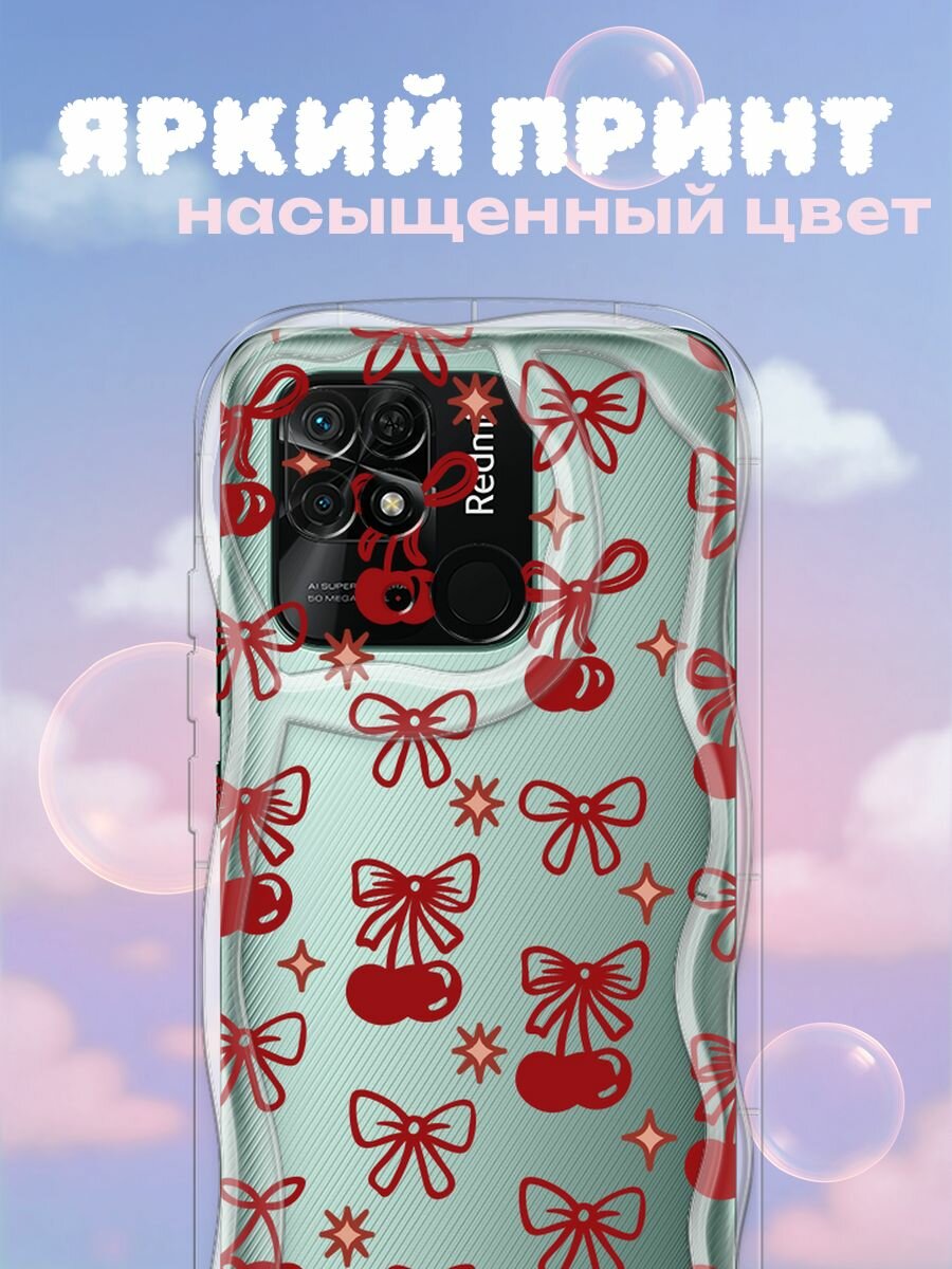 Чехол на Xiaomi Redmi 10C / Редми 10С с принтом "Вишня с бантиком" — фото 1