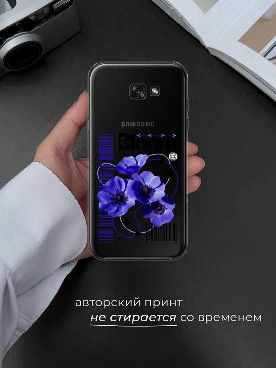 Чехол на Samsung Galaxy A7 2017 / Самсунг Галакси А7 2017 с принтом "Завораживающие анемоны", прозрачный — фото 1