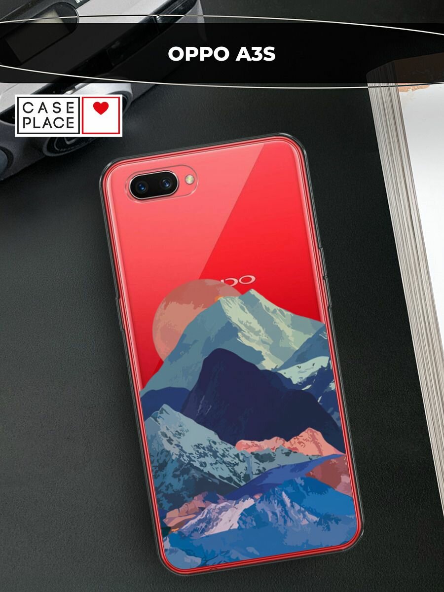 Чехол на Oppo A3s / Oppo A3s с принтом "Закат в снежных горах", прозрачный