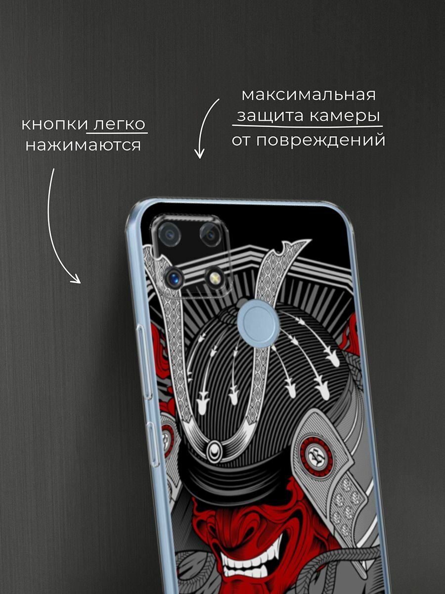 Чехол на Realme C25/C25s / Реалми С25/C25s с принтом "Красная маска самурая" — фото 1