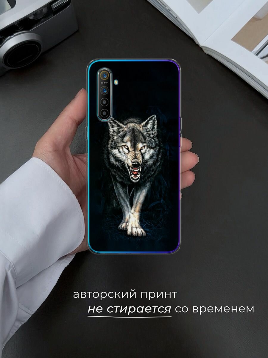 Чехол на Realme XT / Реалми XT с принтом "Злобный волк из ночи" — фото 1