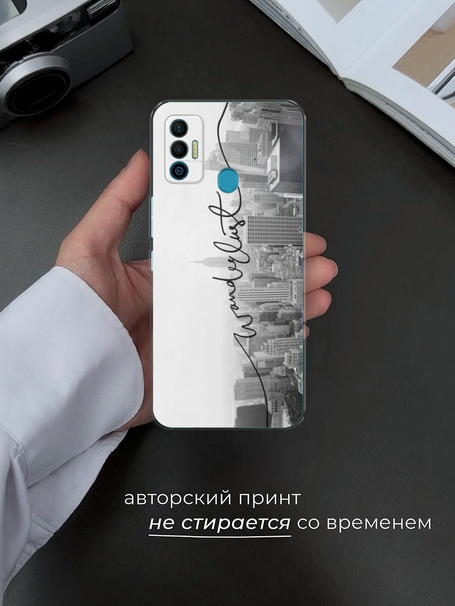 Чехол на Tecno Spark 7 / Техно Спарк 7 с принтом "Черно город" — фото 1