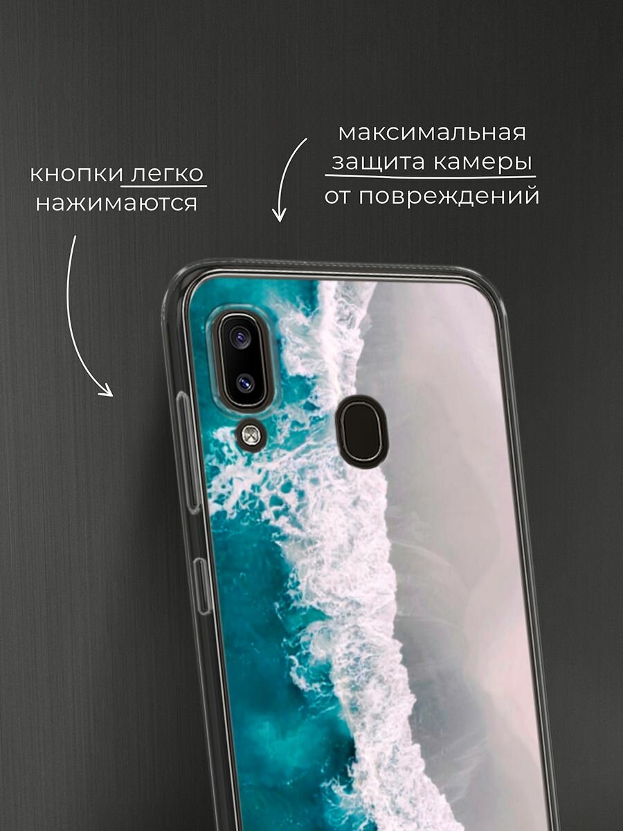 Чехол на Samsung Galaxy A30/A20 / Самсунг Галакси A30/A20 с принтом "Бирюзовые волны" — фото 1