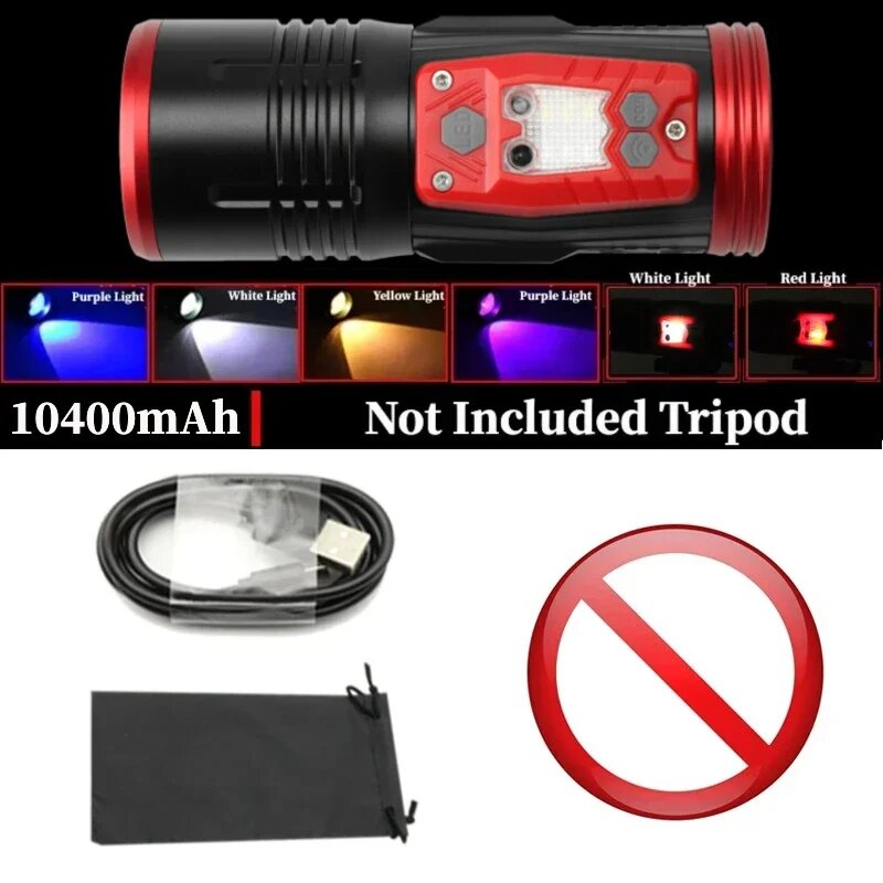 LED Фонарь 10400 мАч, Белый, NO Tripod