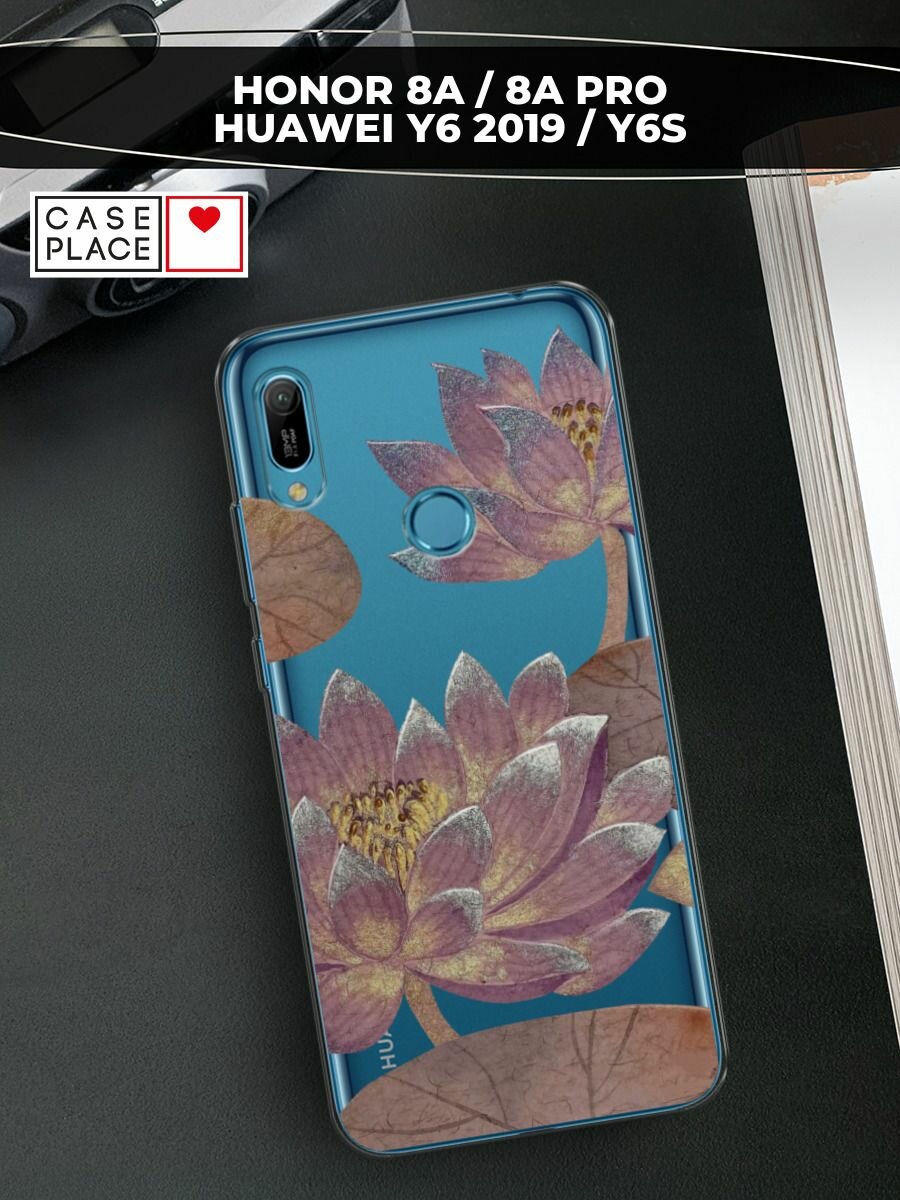 Чехол на Honor 8A/8A Pro/Huawei Y6s/Y6 2019 / Хонор 8А с принтом "Темные лотосы"
