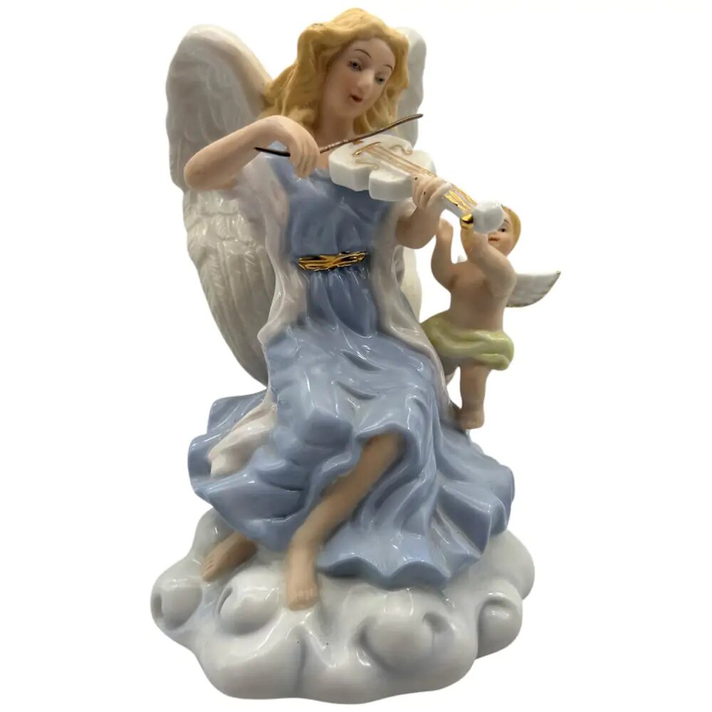 Статуэтка "Ангел скрипач", музыкальная, 18 см, фарфор, 1990-2000 гг, Италия