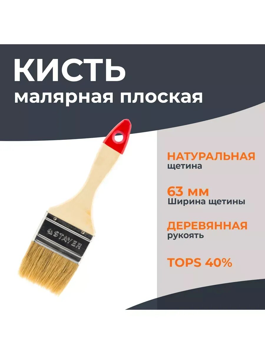 Кисть малярная плоская 63 мм