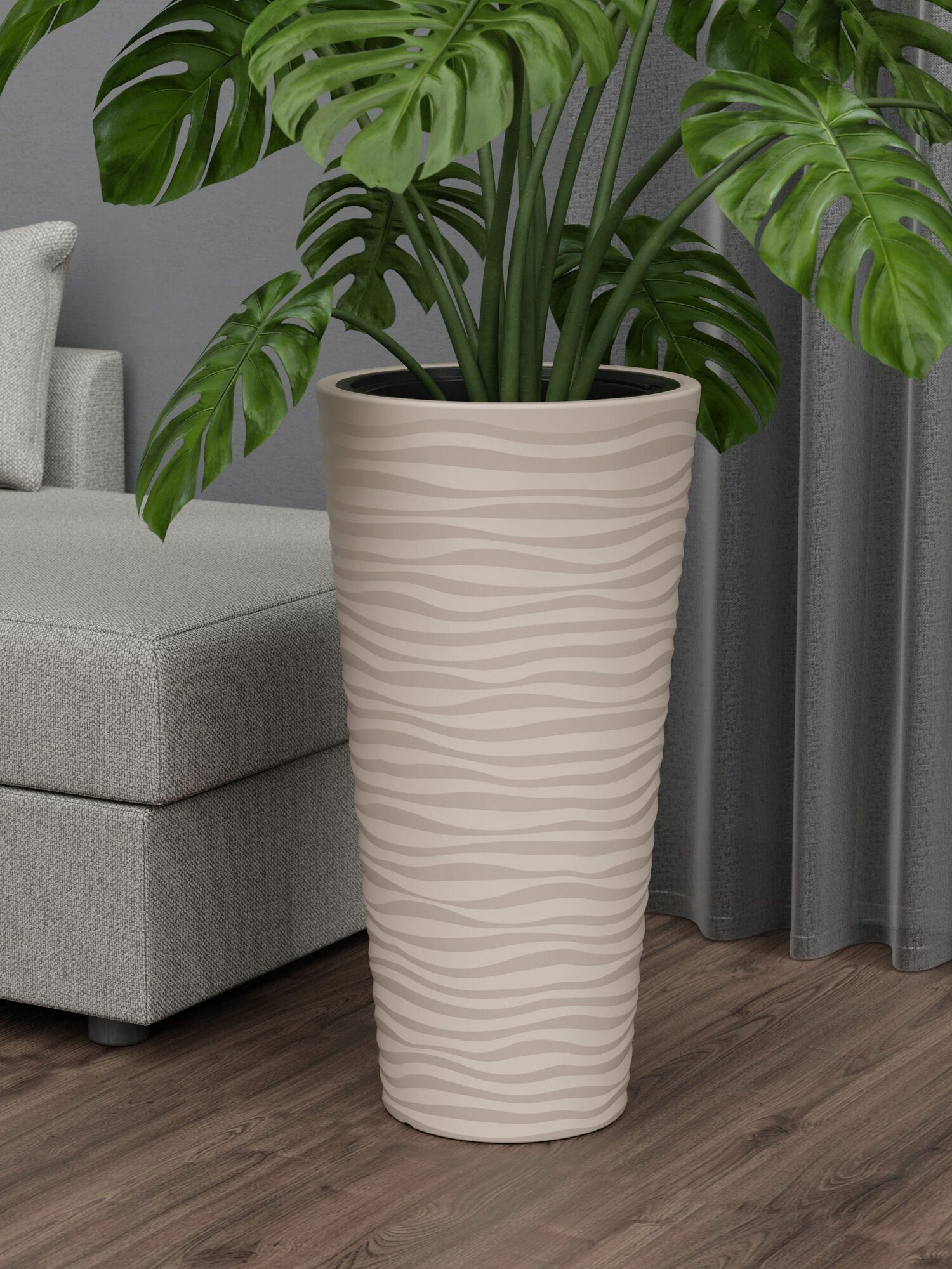 Кашпо Оазис 43л со вставкой 10л бежевый морозостойкое для дома и улицы