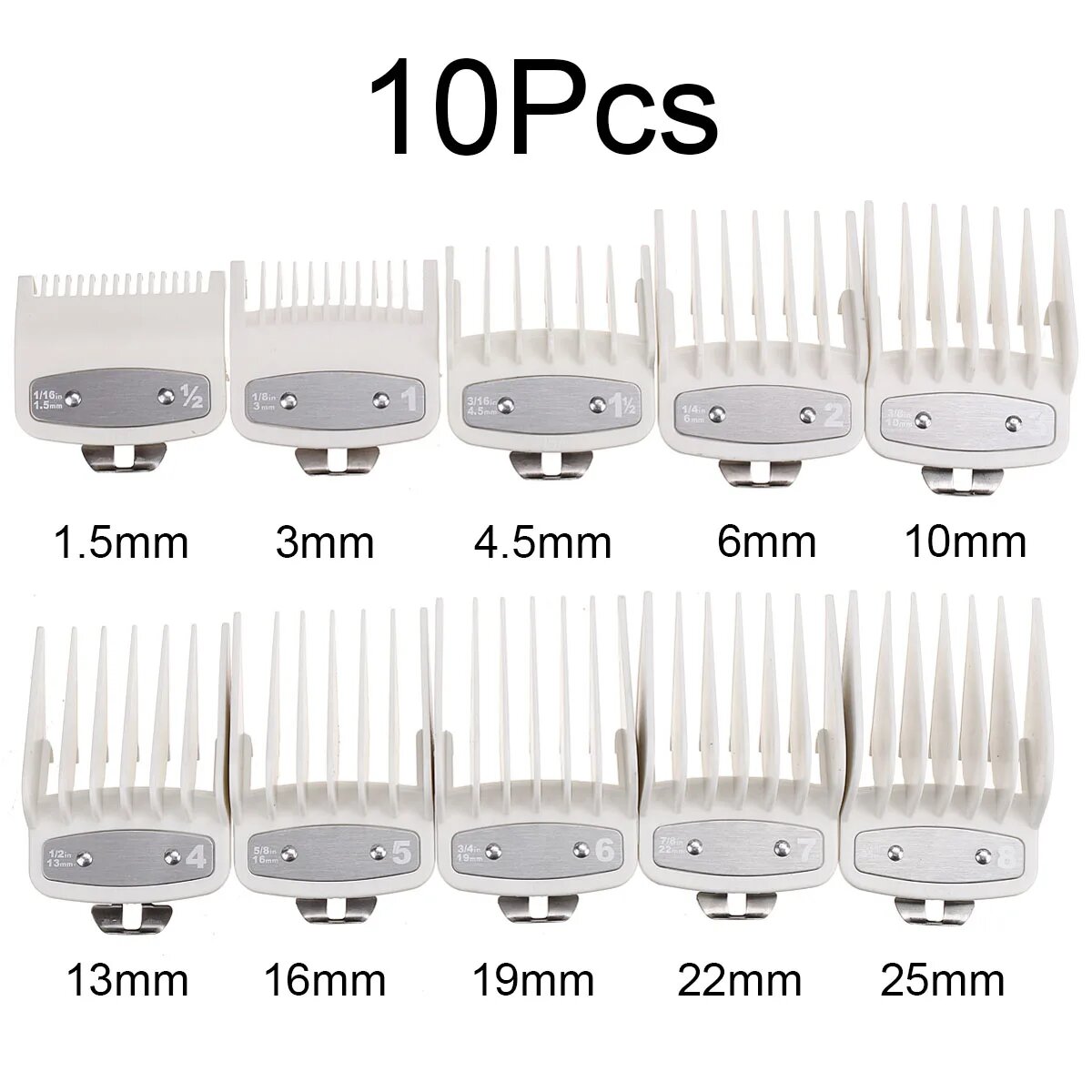 Направляющие для стрижки волос HAOYUNMA 1,5-25 мм White-10PCS