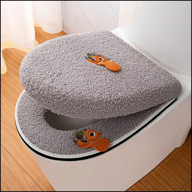 Зимний чехол для сиденья унитаза/комплект из двух частей/вязаный для сохранения тепла